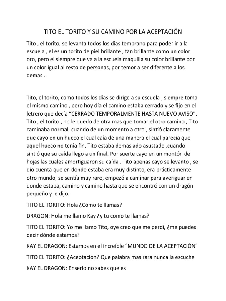 Tito El Torito y Su Camino Por La Aceptación | PDF