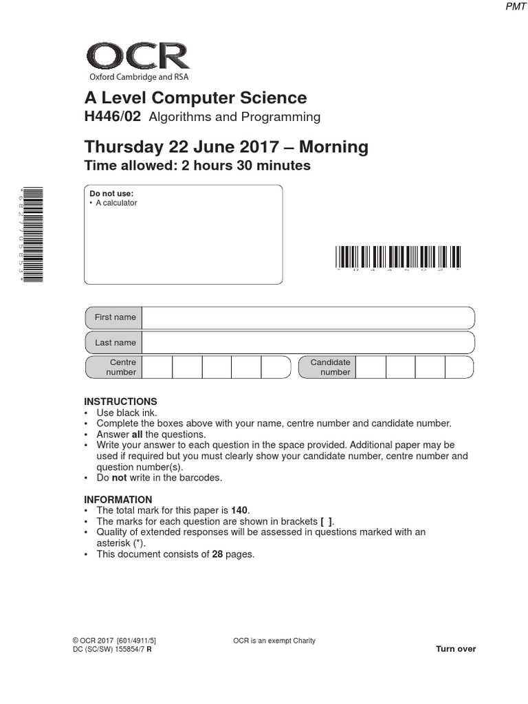 June 2017 QP - Paper 2 OCR Computer Science A-Level | PDF | Information ... June 2017 QP - Paper 2 OCR Computer Science A-Level | PDF | Information ...