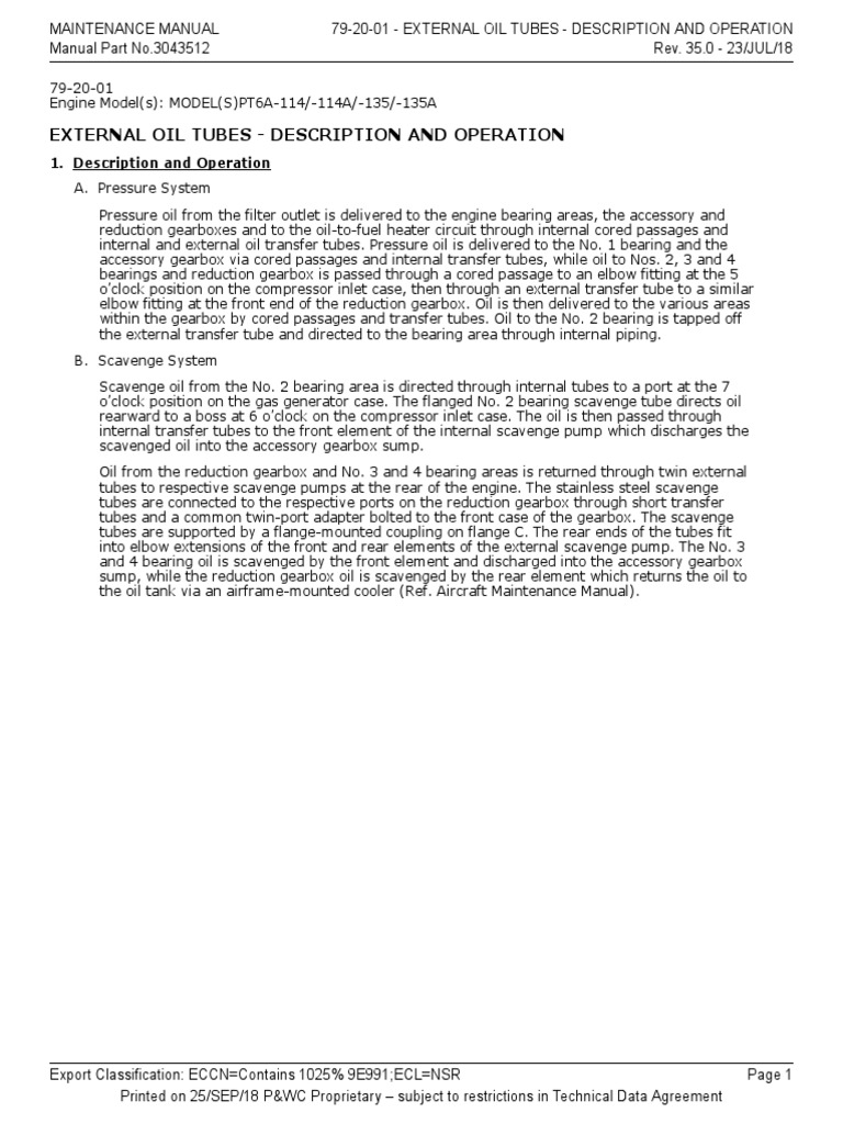 External Oil Tubes: PT6A Engine Guide | PDF | Bearing (Mechanical) | Pump