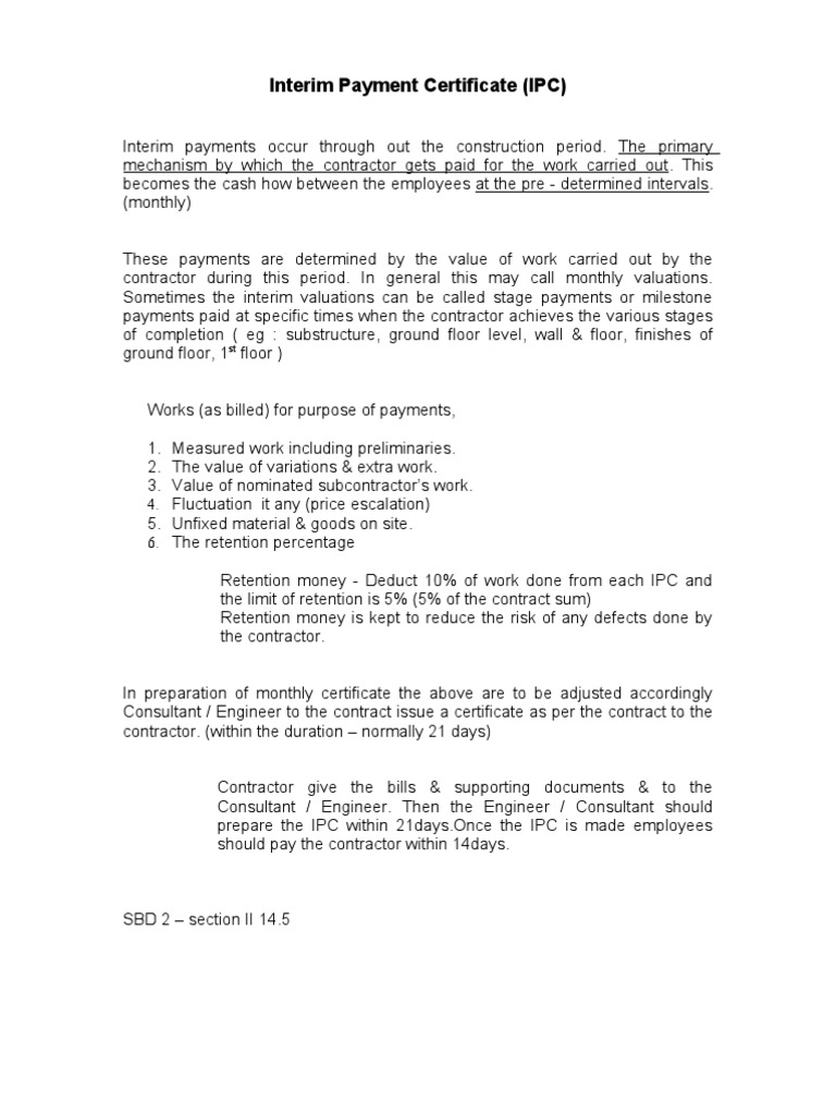 Interim Payment Certificate | PDF | Rupee | Business