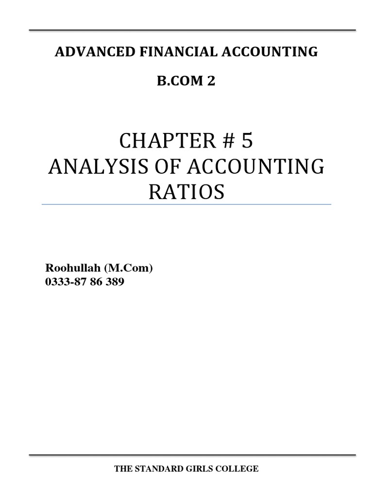 Chapter # 5 Financial Ratios | PDF | Revenue | Balance Sheet