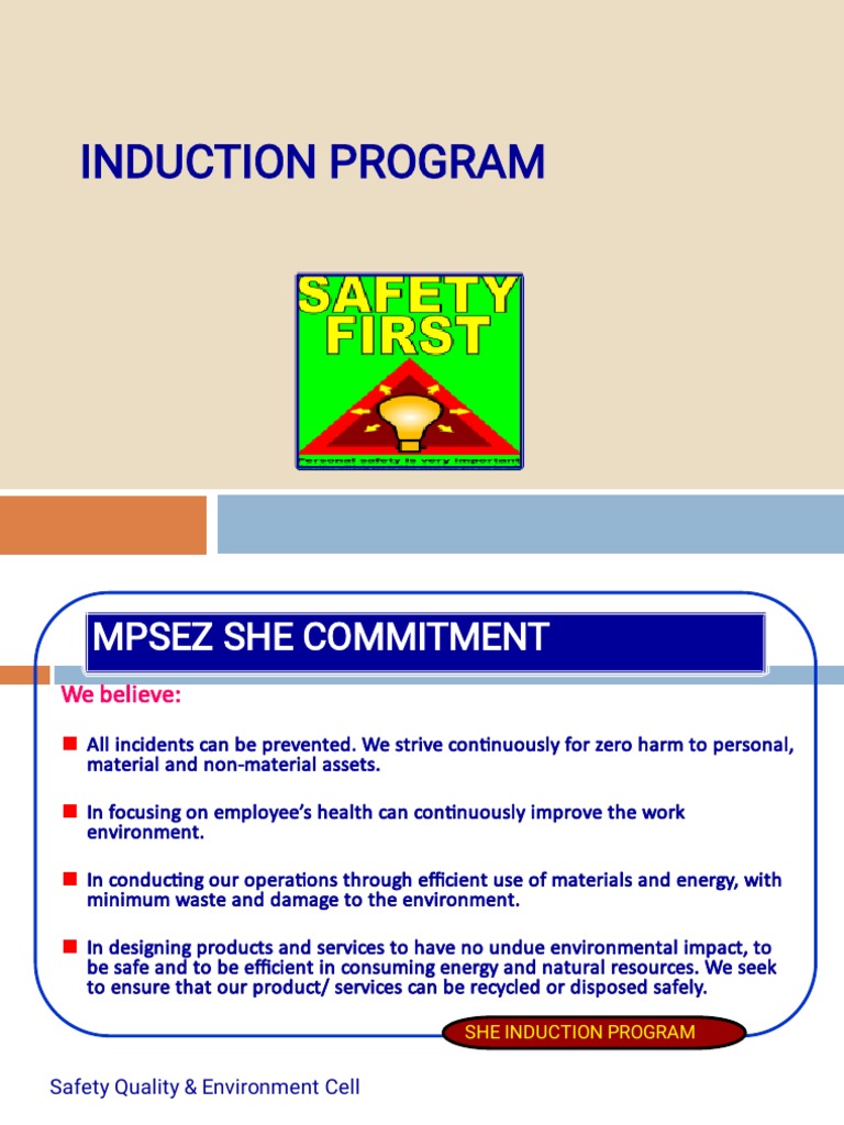 SHE Induction Detailed | Download Free PDF | Personal Protective Equipment | Emergency