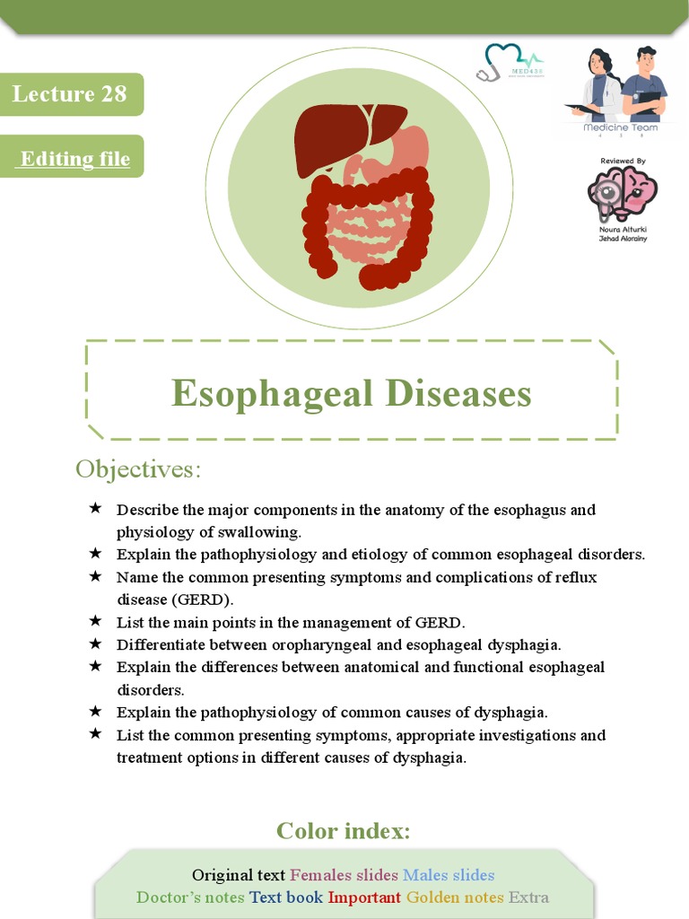Esophageal Disorders & GERD Guide | PDF | Gastroesophageal Reflux Disease | Esophagus