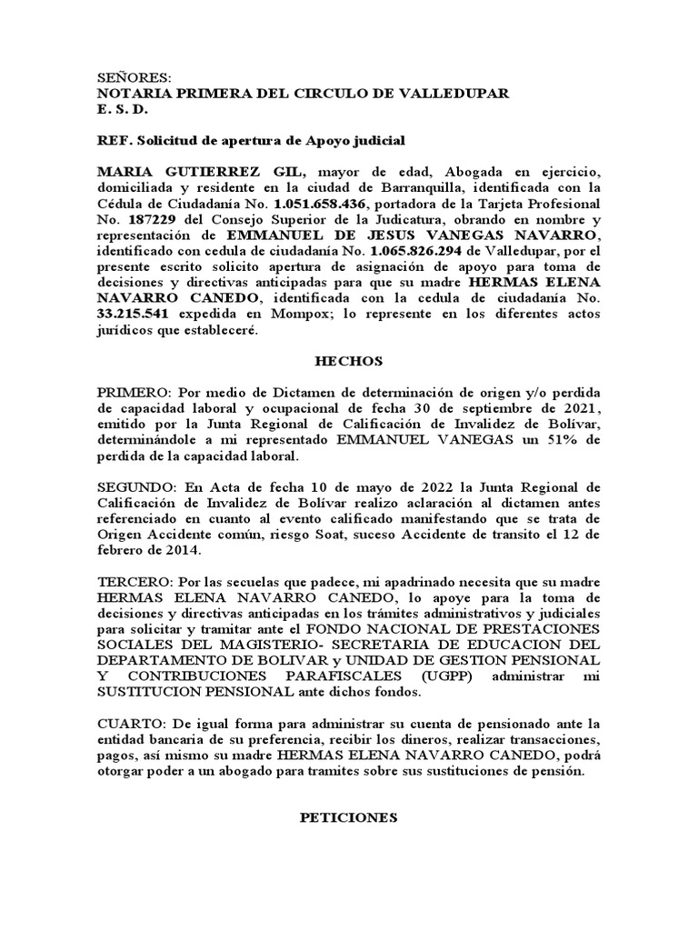 SOLICITUD DE APOYO JUDICIAL | PDF