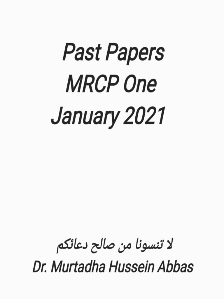 MRCP One January 2021 | PDF