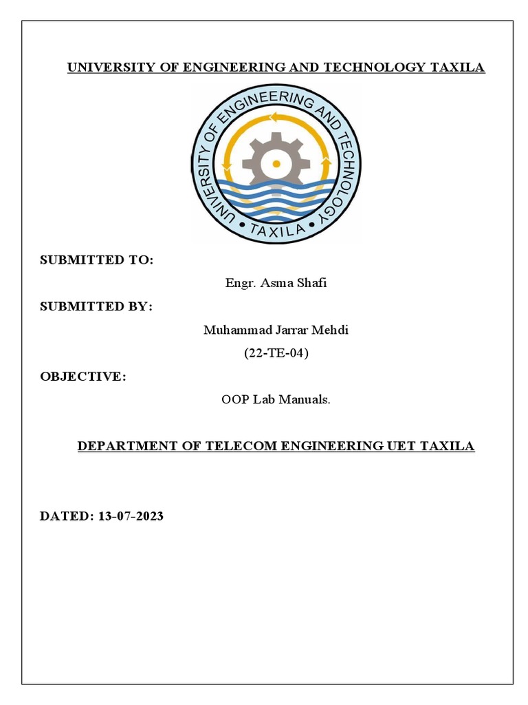 University of Engineering and Technology Taxila: Engr. Asma Shafi ...