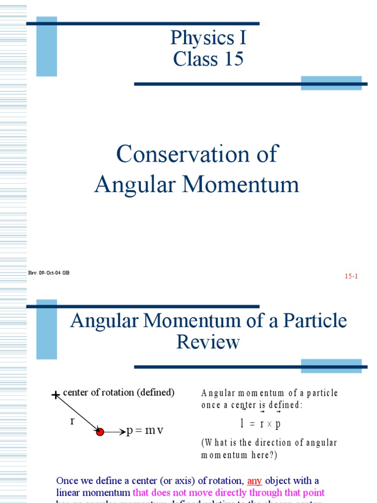 Lec15 Conservation Of Angular Momentum Pdf Angular Momentum Rotation Around A Fixed Axis