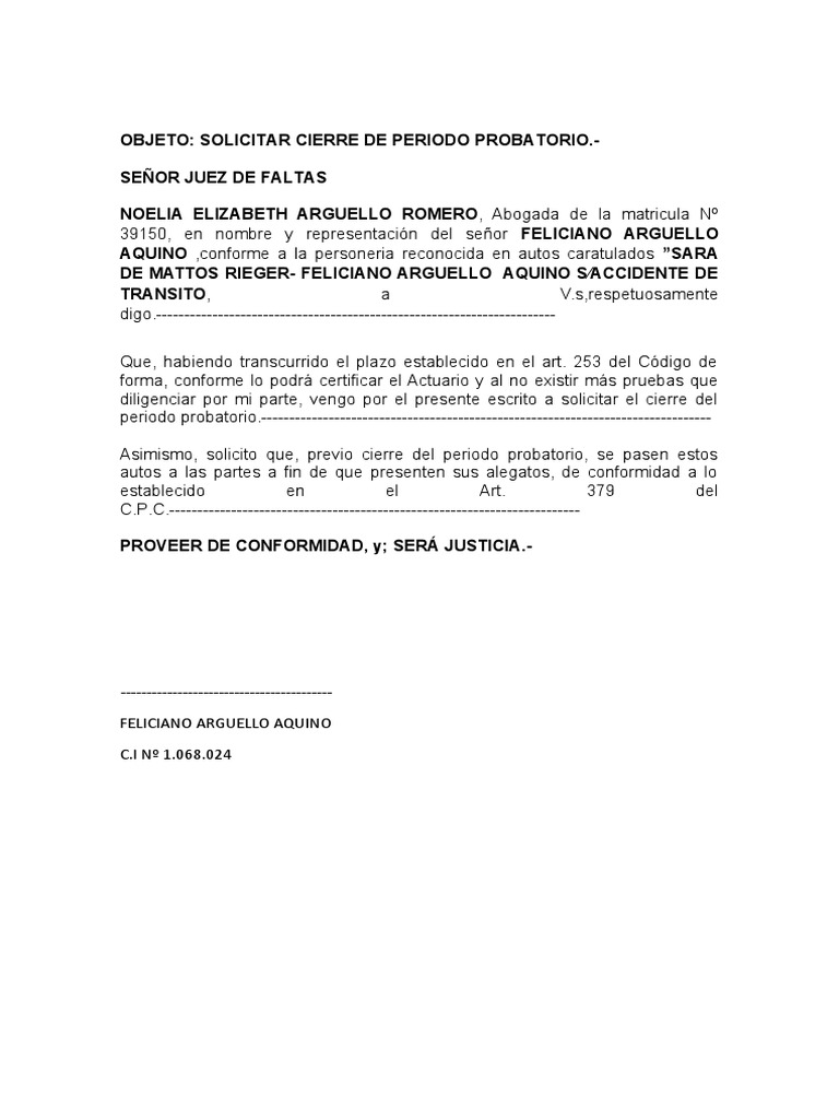 Cierre de Periodo Probatorio | PDF | Derecho