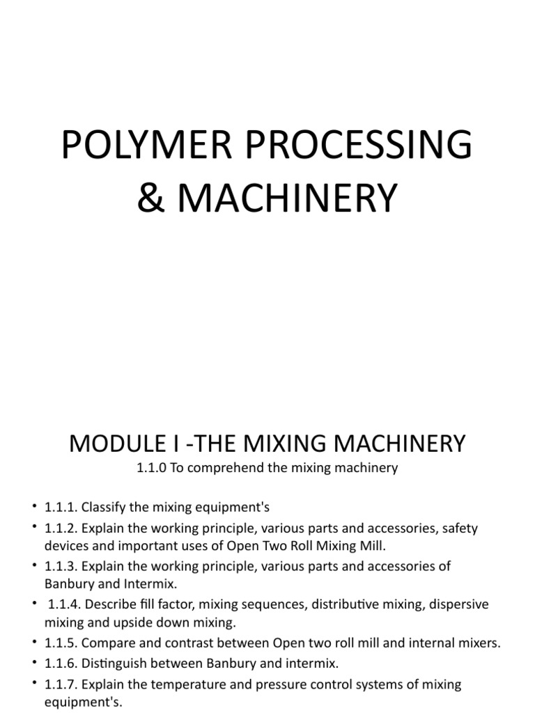Polymer Mixing Machinery Overview Pdf Gear Extrusion