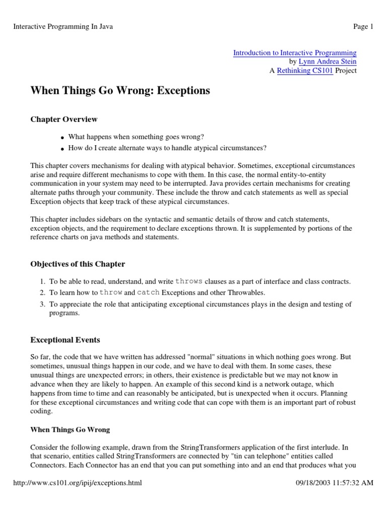 Exceptions Ch10 | PDF | Method (Computer Programming) | Inheritance (Object Oriented Programming)