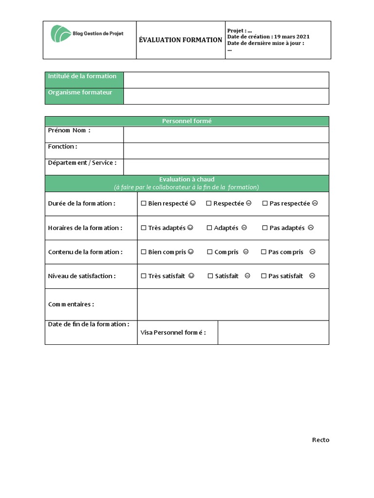 Fiche d'évaluation de formation PDF | PDF | Évolution de carrière
