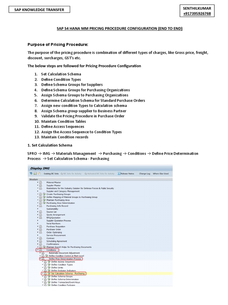 SAP S4 Hana Pricing Procedure End To End Configuration | PDF | Pricing ...
