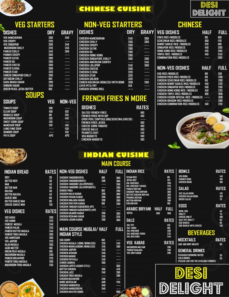 Desi Delight Menu 2 | PDF