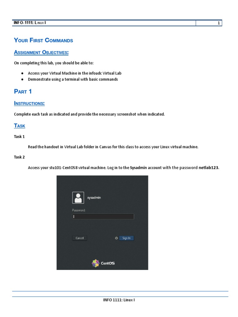 M01.03.V2 - Instructions - Your First Commands | PDF | Screenshot | Command Line Interface