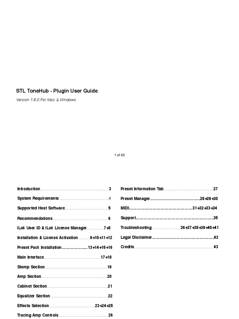 STL ToneHub User Manual | PDF | Installation (Computer Programs) | Usb