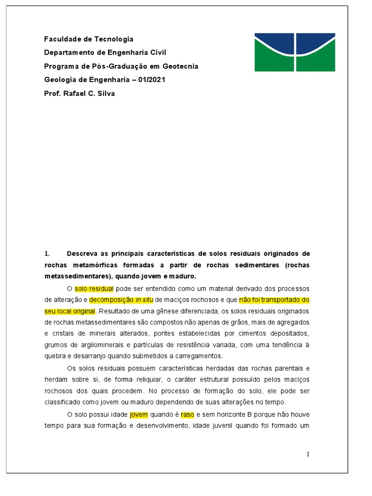 Lista GEO 2 | PDF | Solo | Erosão