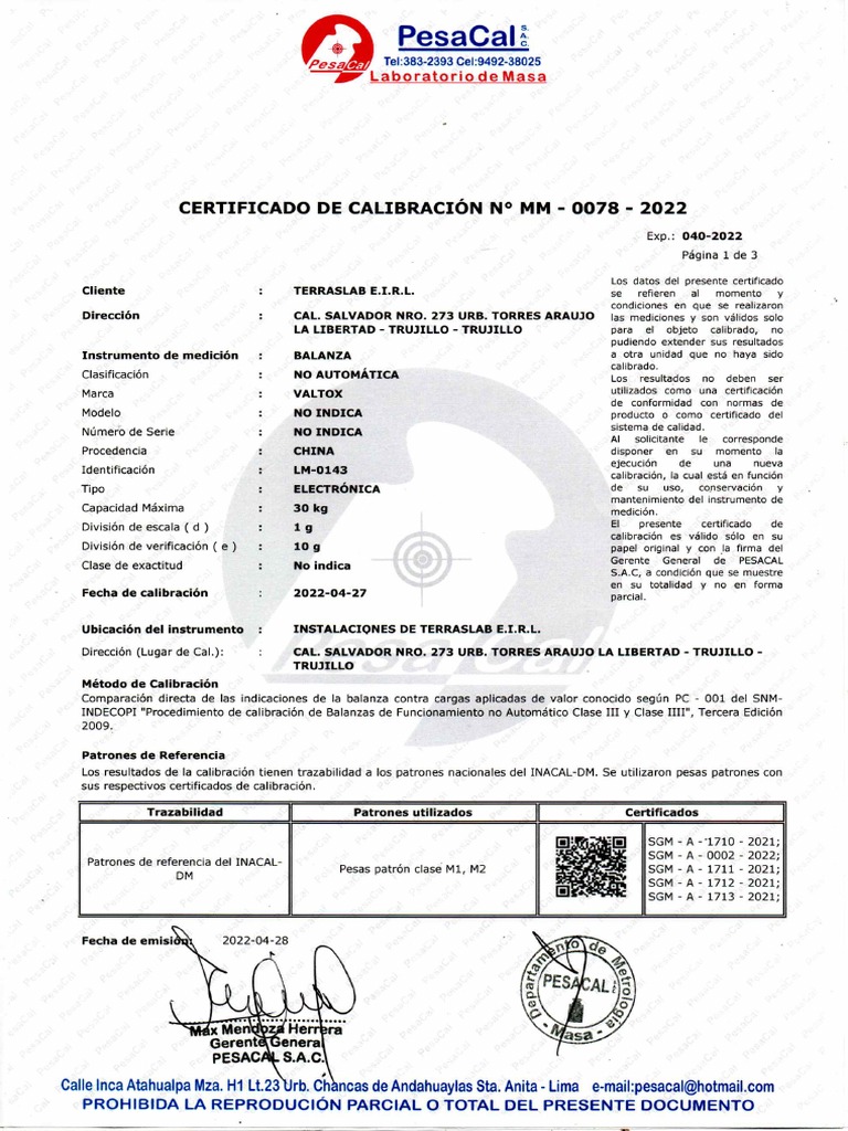 Certificado de Calibración | PDF | Calibración | Temperatura