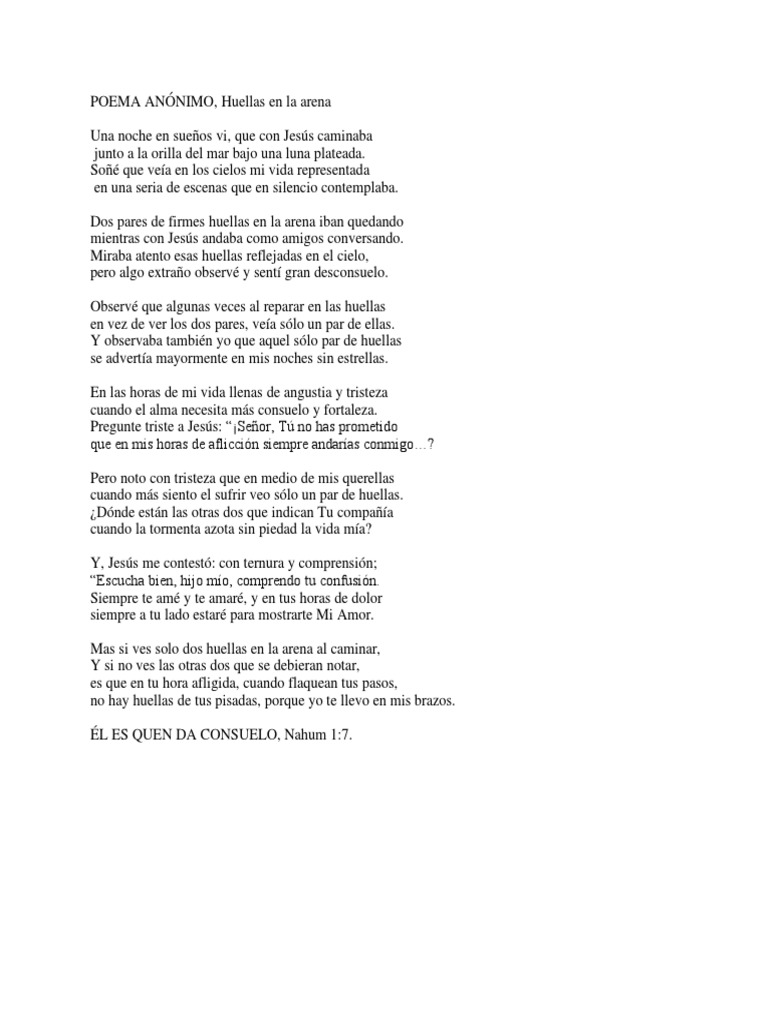 Dos Huellas en La Arena - Autor Anónimo | PDF | Arte | Poesía