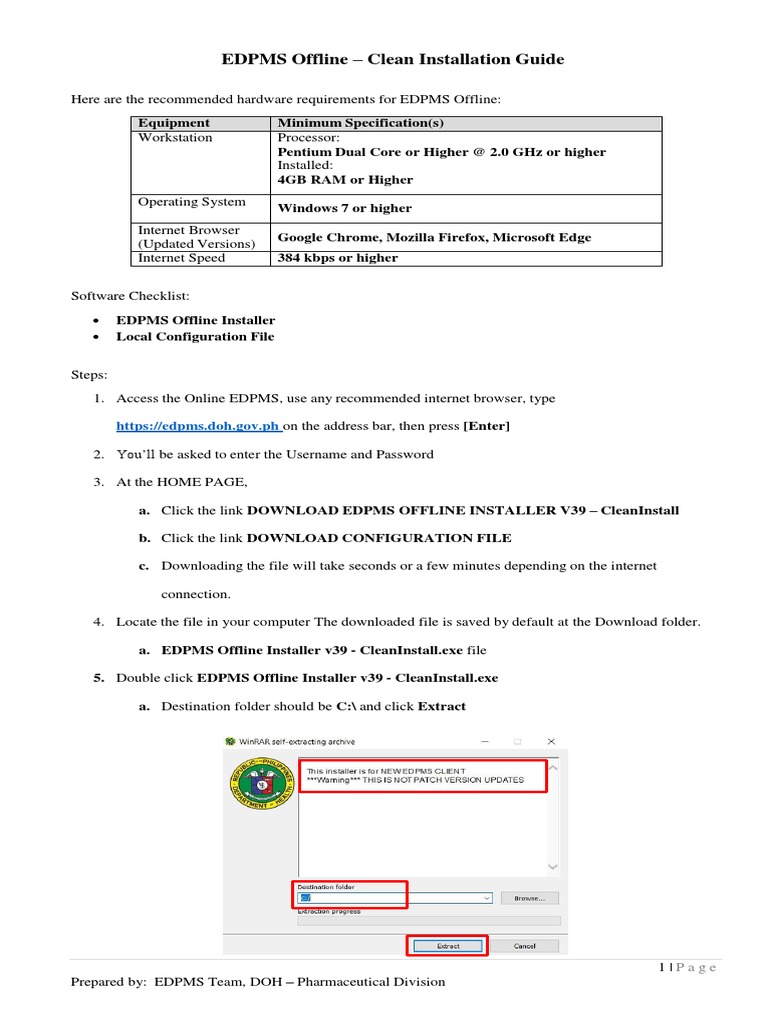 EDPMS Offline Installation Guide v39 | PDF | Installation (Computer ...