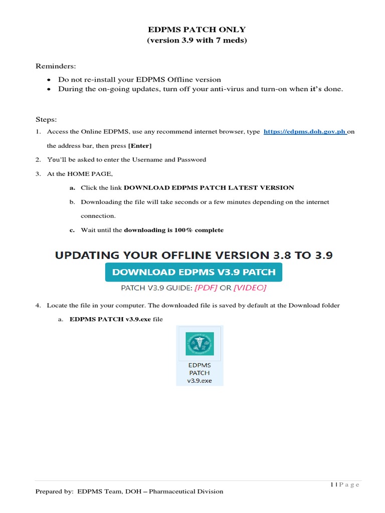 EDPMS Offline Patch - Updating Version To 3.9 | PDF | Online And ...