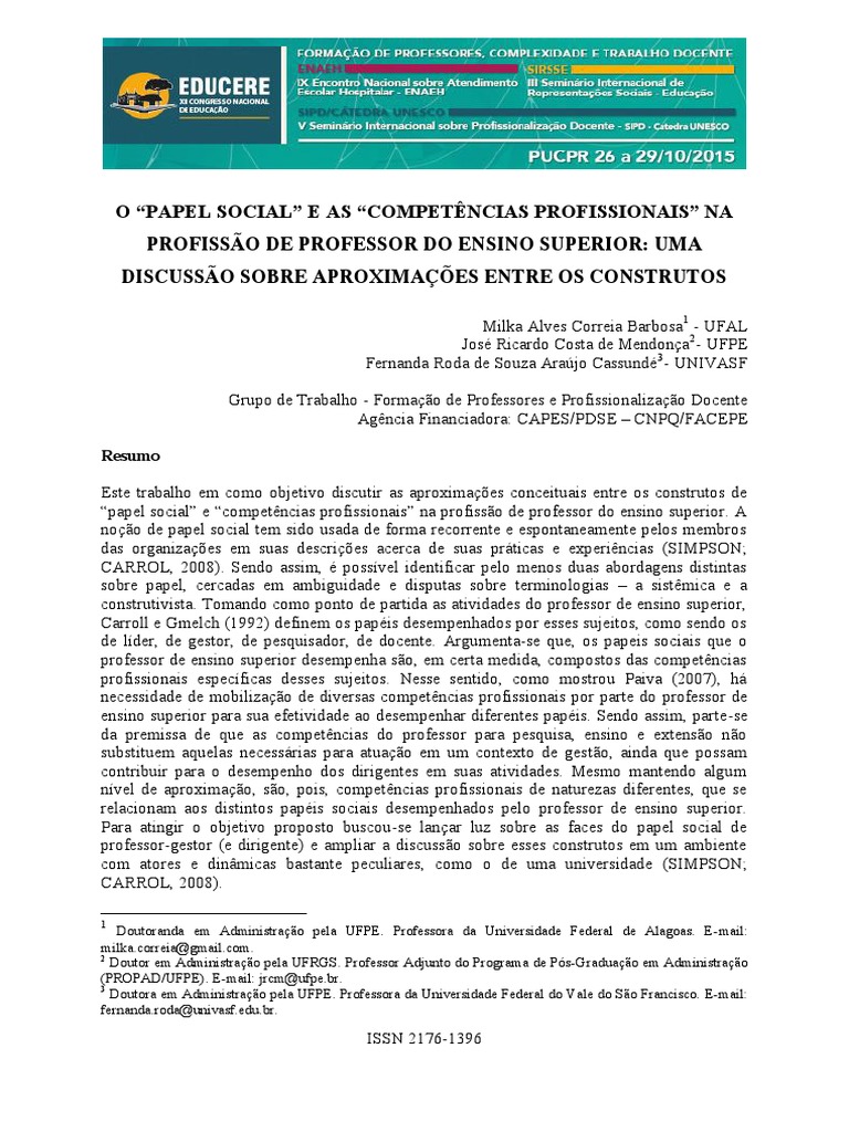 O Papel Social e As Competências | PDF | Sociologia | Competência ...