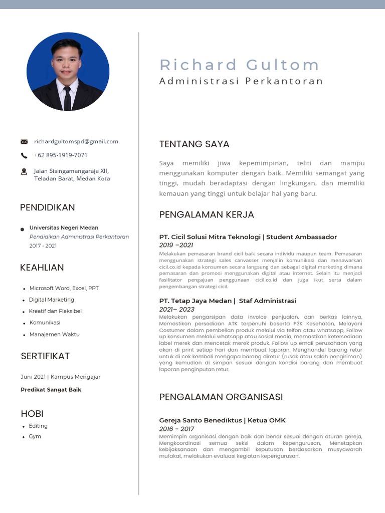 Contoh CV Profesional Richard Gultom | PDF