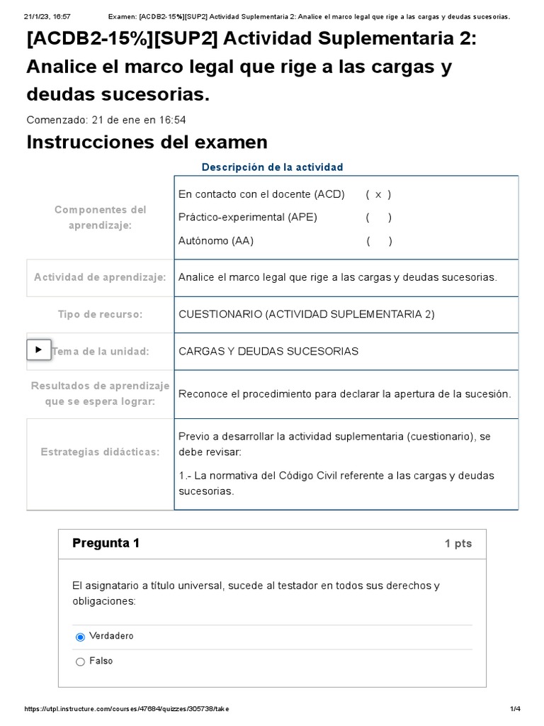 Examen - (ACDB2-15%) (SUP2) Actividad Suplementaria 2 - Analice El ...