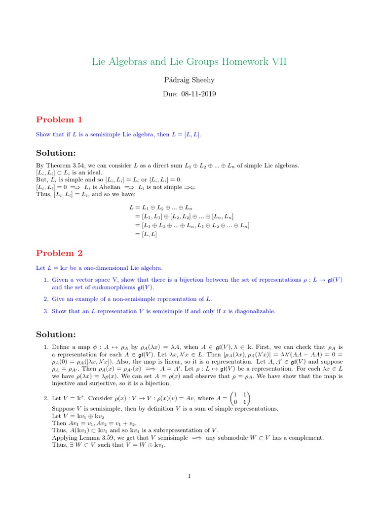 Lie Algebra 7 | PDF | Lie Algebra | Group Representation