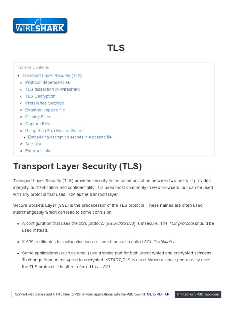 Wiki Wireshark Org TLS | PDF | Transport Layer Security | Software ...