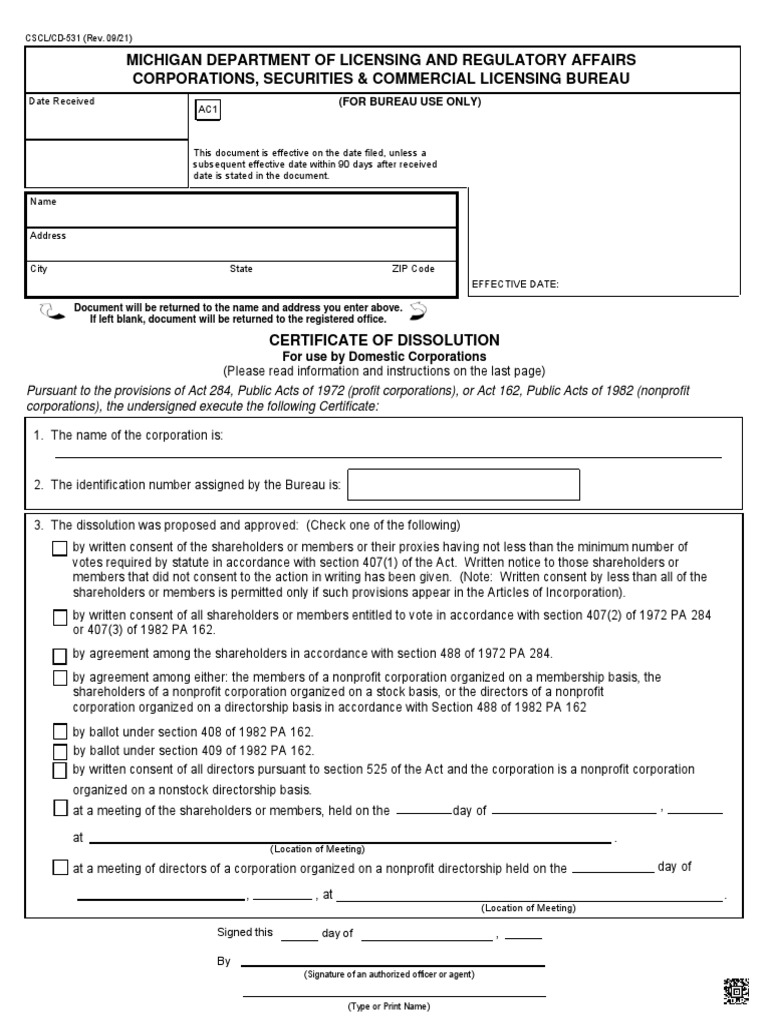 531 - 08-15 Certificate of Dissolution | PDF | Corporations | Articles ...