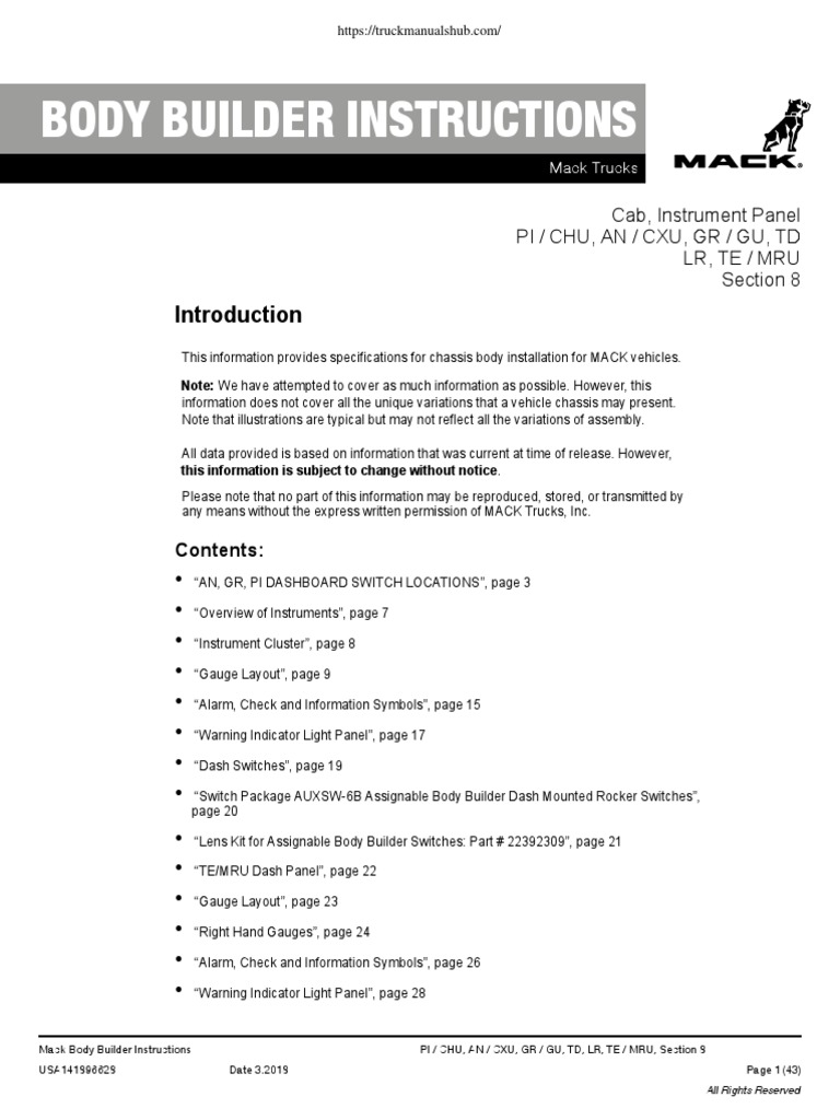 truckmanualshub.com_Mack Trucks Service Manual Cab, Instrument Panel (PTO PI_CHU, AN_CXU, GR_GU ...
