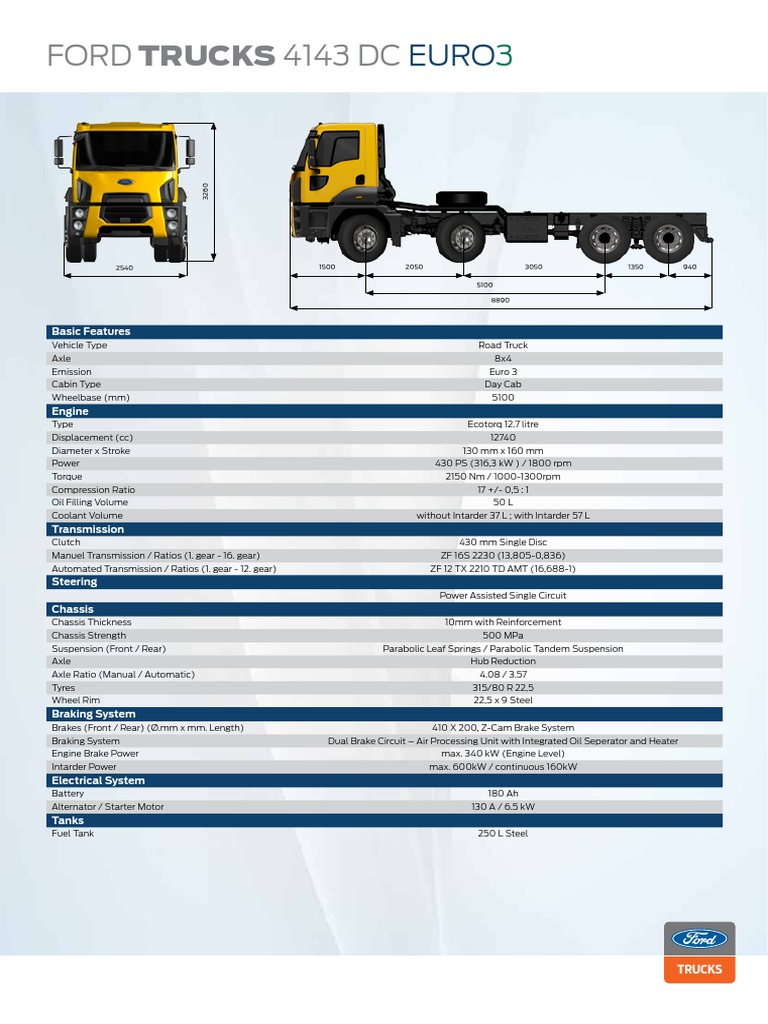 Ford Cargo Truck Specifications Overview | PDF | Truck | Manual ...