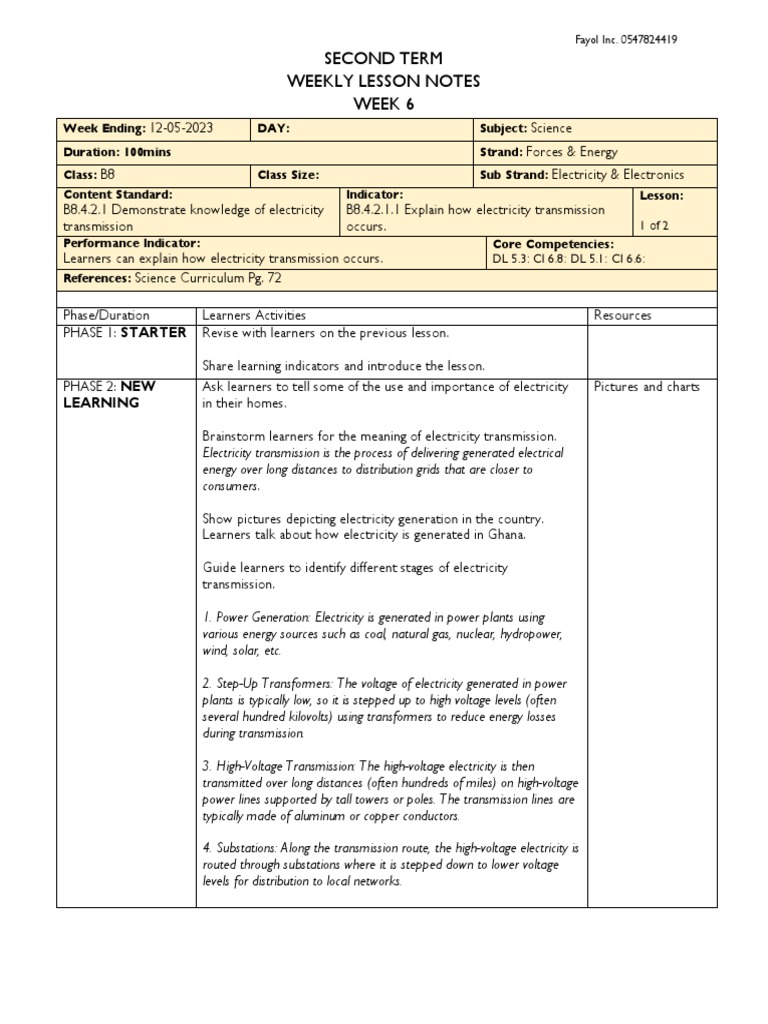 Electricity Generation B8-SCI-WK6 - 2 | PDF | Capacitor | Electrical Network