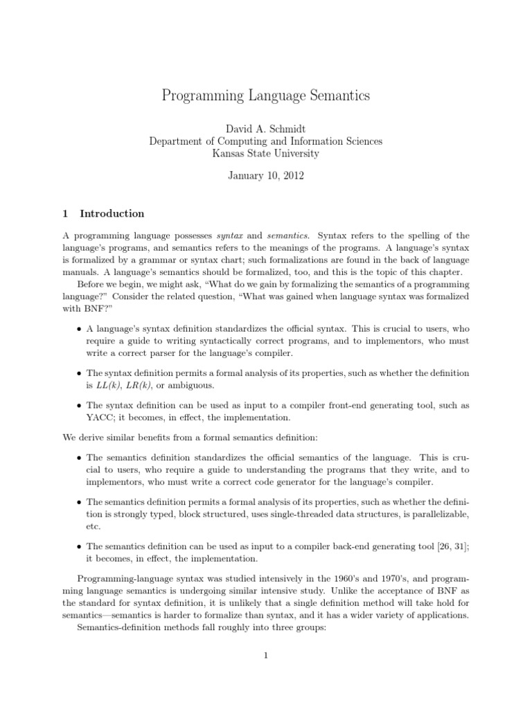 David A. Schmidt - Programming Language Semantics | PDF | Formal ... David A. Schmidt - Programming Language Semantics | PDF | Formal ...