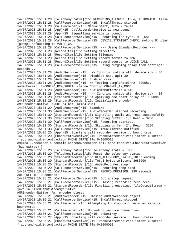 CallRecord Log | PDF | Computer Science | Software Development