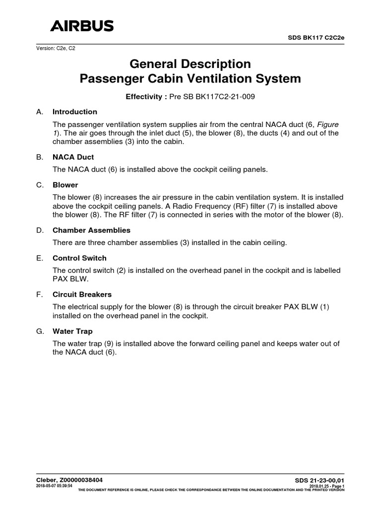 General Description Passenger Cabin Ventilation System: Effectivity ...