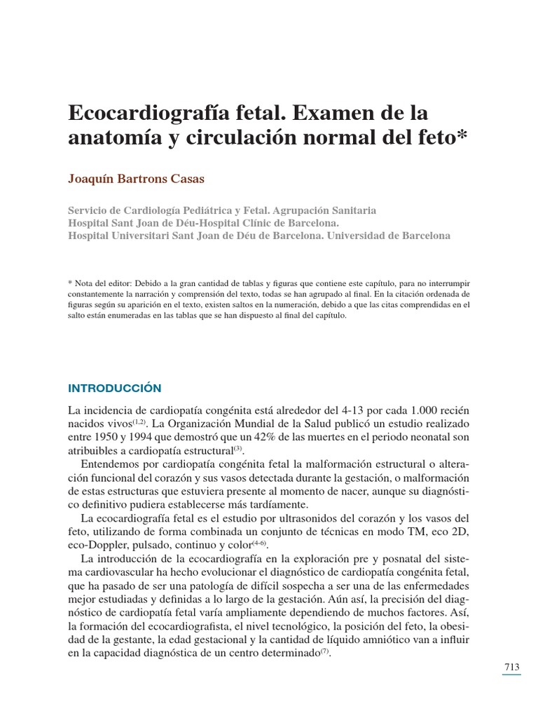 Ecocardiografía Fetal. Examen de La Anatomía y Circulación Normal Del ...