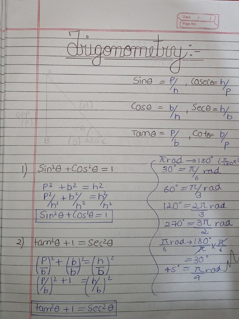 Trigonometry Notes | PDF | Lie Groups | Mathematical Analysis