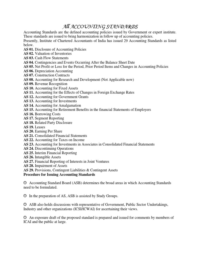 Accounting Standards | PDF | Income Statement | Revenue