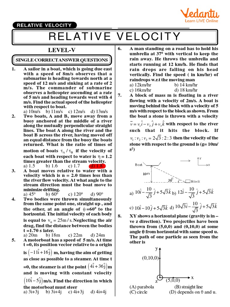 Relative Velocity - Final Level 5 - 6 | PDF | Drag (Physics) | Speed