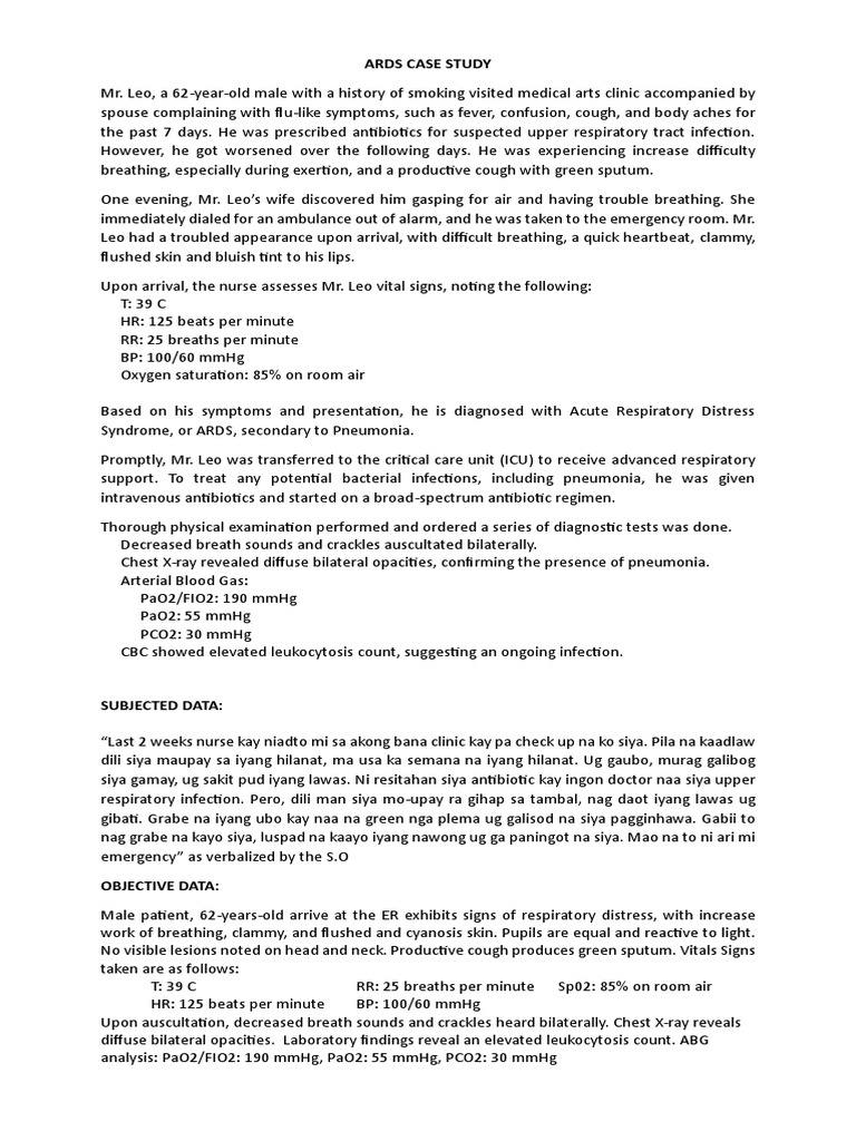Ards Case Study | PDF | Pneumonia | Epidemiology