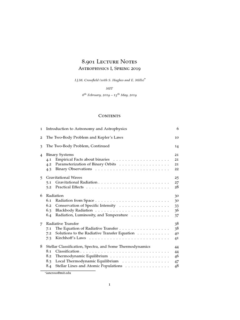 Astrophysics Lecture Notes 2019 Crossfield | Download Free PDF ...