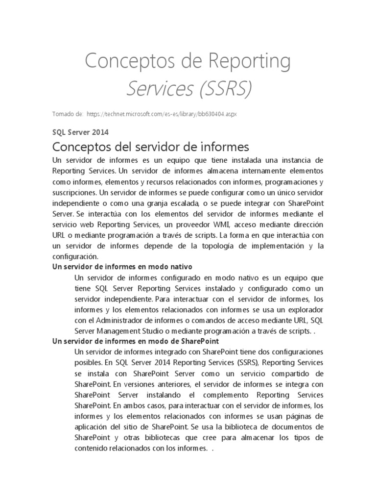 15 2 Lectura Conceptos de Reporting Services | PDF | Directorio ...