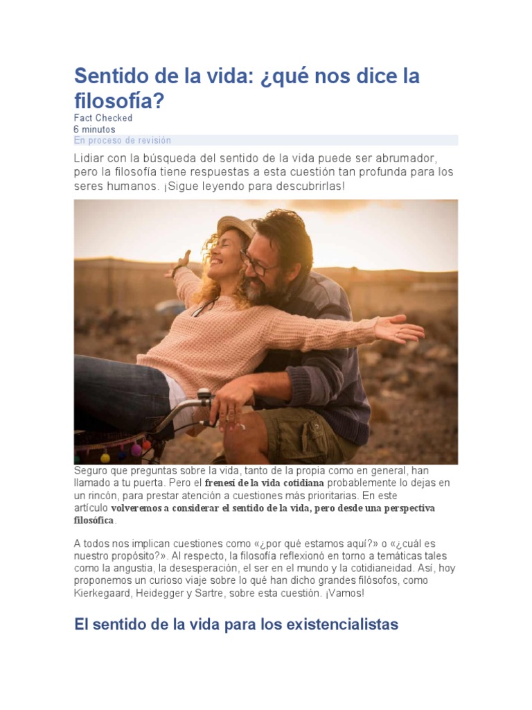 Sentido de La Vida Segun La Filosofía | PDF | Significado de la vida ...