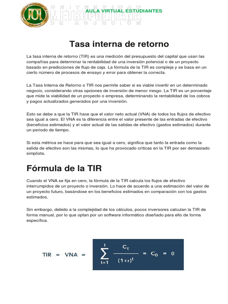 Material Unidad TIR | PDF | Tasa interna de retorno | Economias