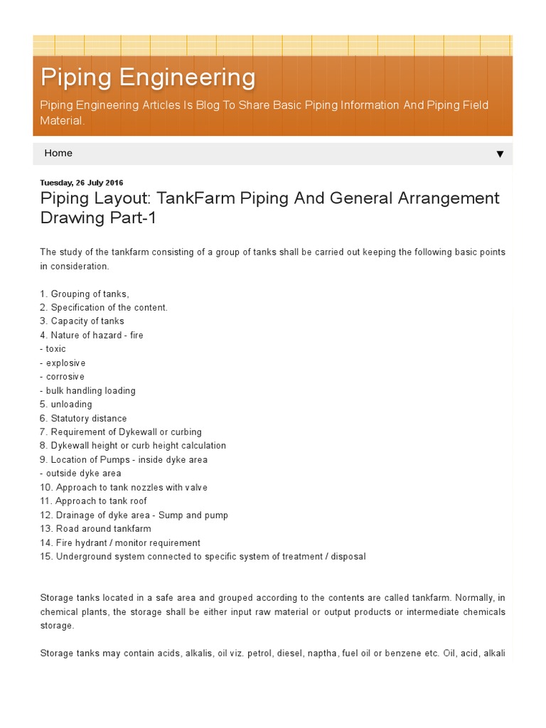 Tank Farm Piping Layout Overview | PDF | Home & Garden | Technology ...