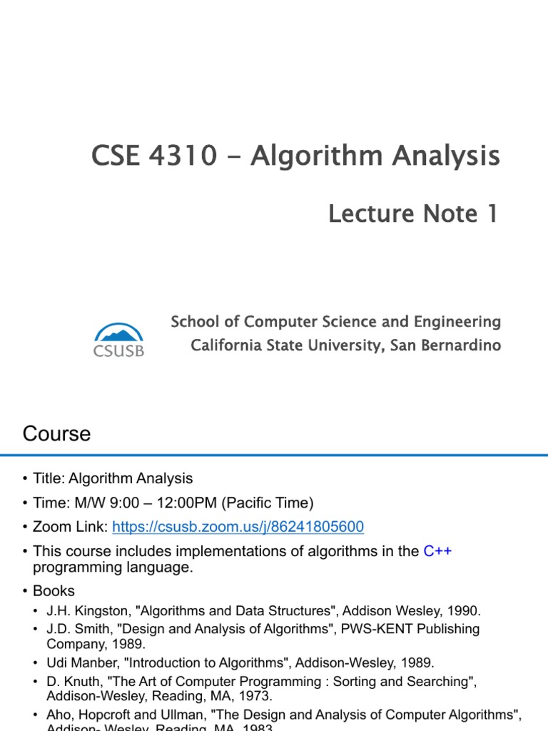 Lecture Note 01 - CSE4310 | PDF | Algorithms | Metalogic