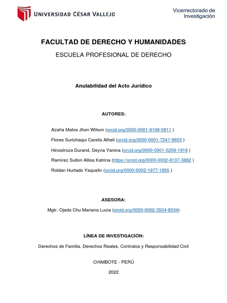 Anulabilidad del Acto Jurídico- (1) | PDF | Intención (Derecho Penal) | Instituciones sociales