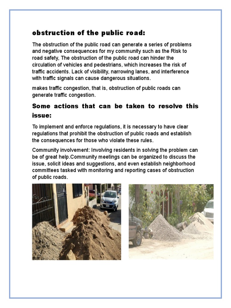 Public Road Obstruction Issues and Solutions | PDF