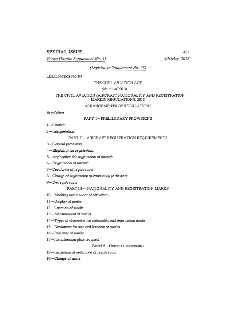 Legal Notice No 94 | PDF | Aircraft | Aviation